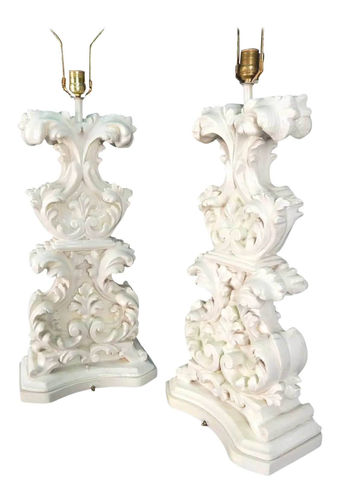 Large 1950s Dorothy Draper Baroque Element Table Lamps - A Pair | Chairish