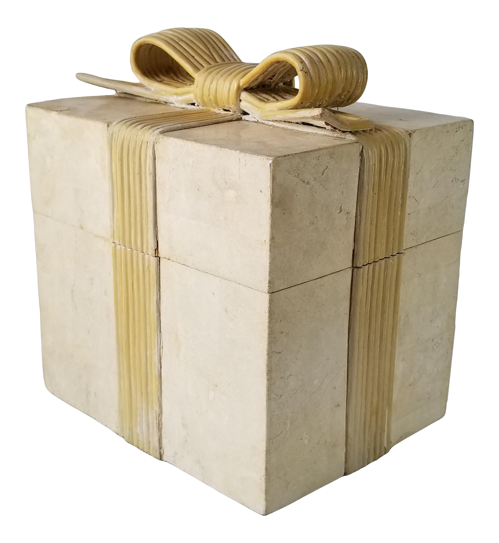 Vintage Tessellated Stone and Pencil Reed Decorative Box | Chairish