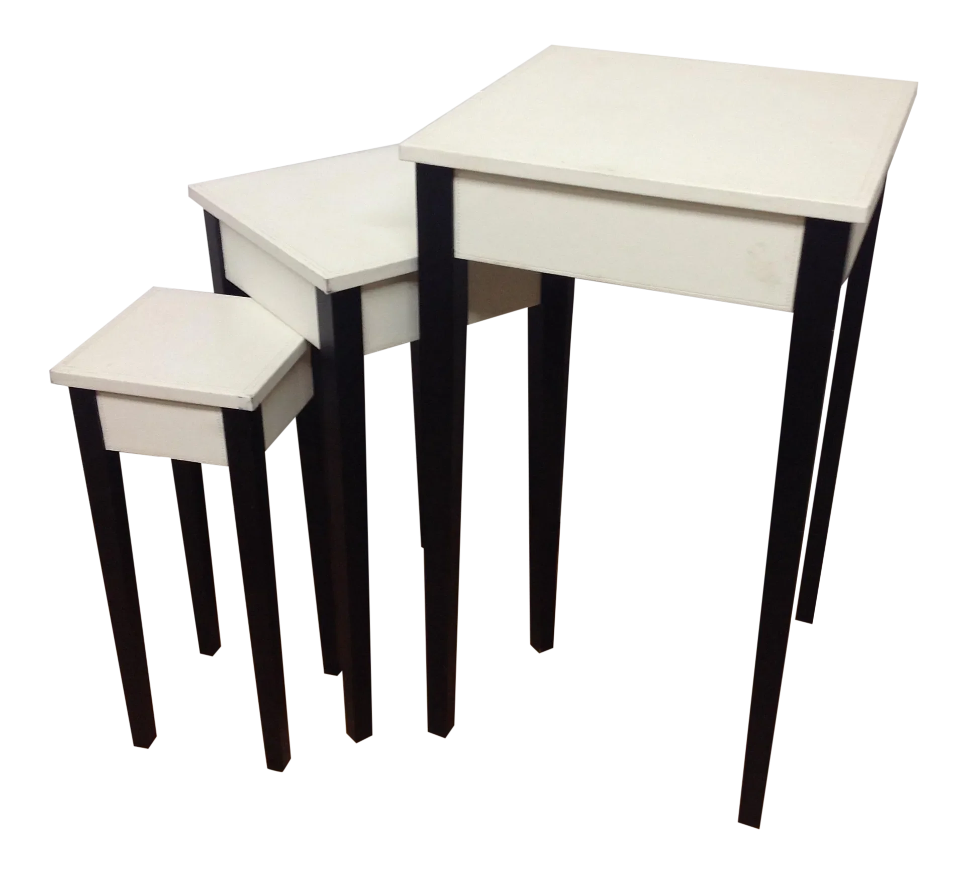 Lacquer & Leather Nesting Tables - Set of 3 | Chairish