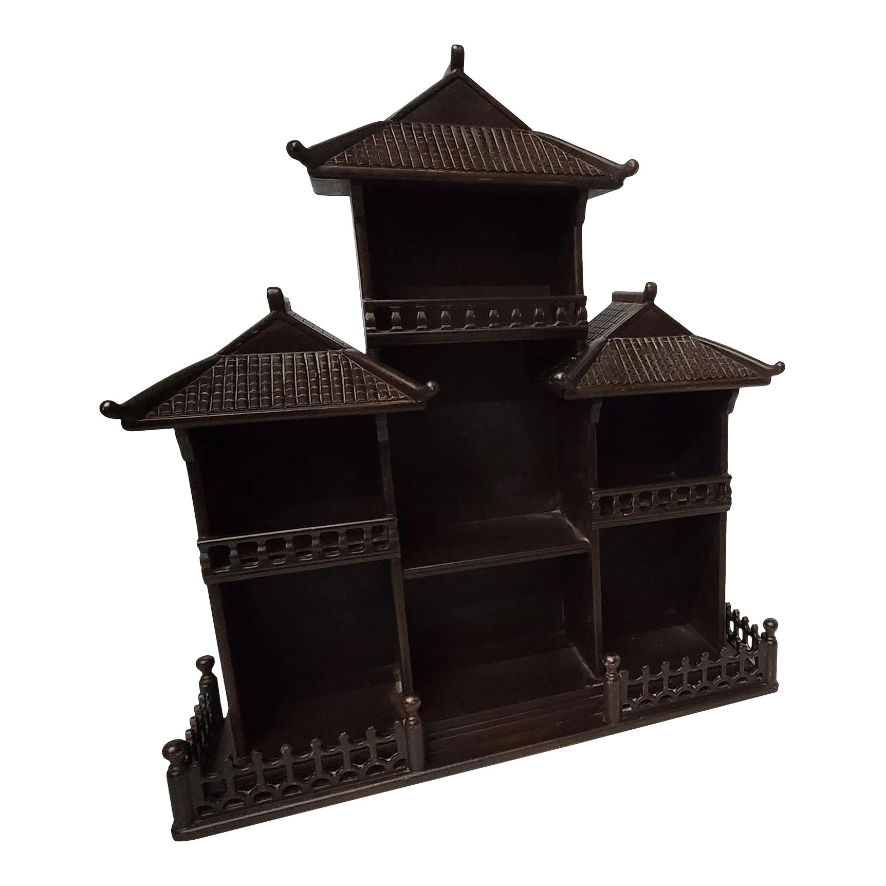1980s Vintage Asian Table Top Shadow Box Shelf Vintage Pagoda | Chairish