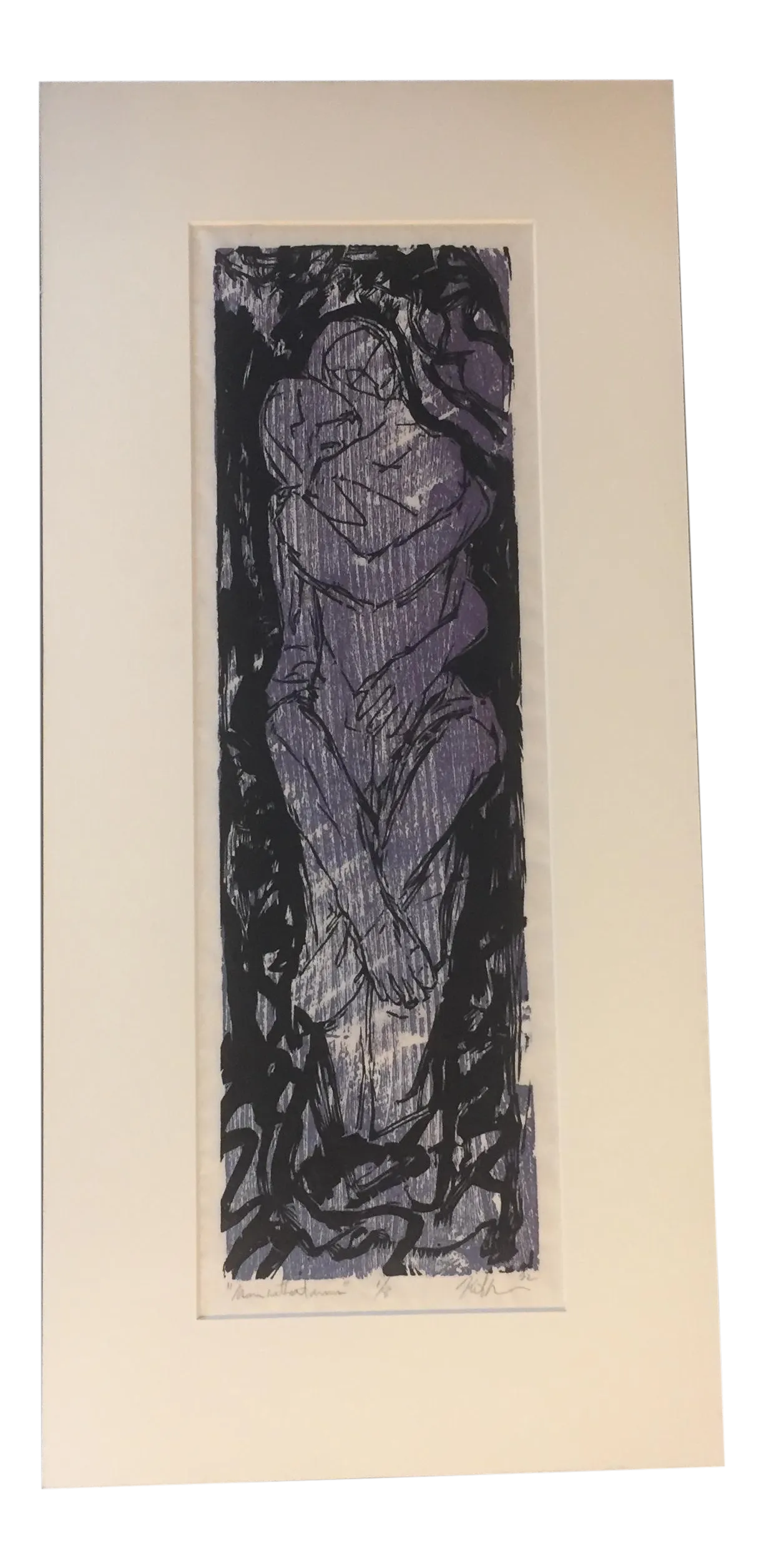 Vintage Original Wood Block Two Figures | Chairish