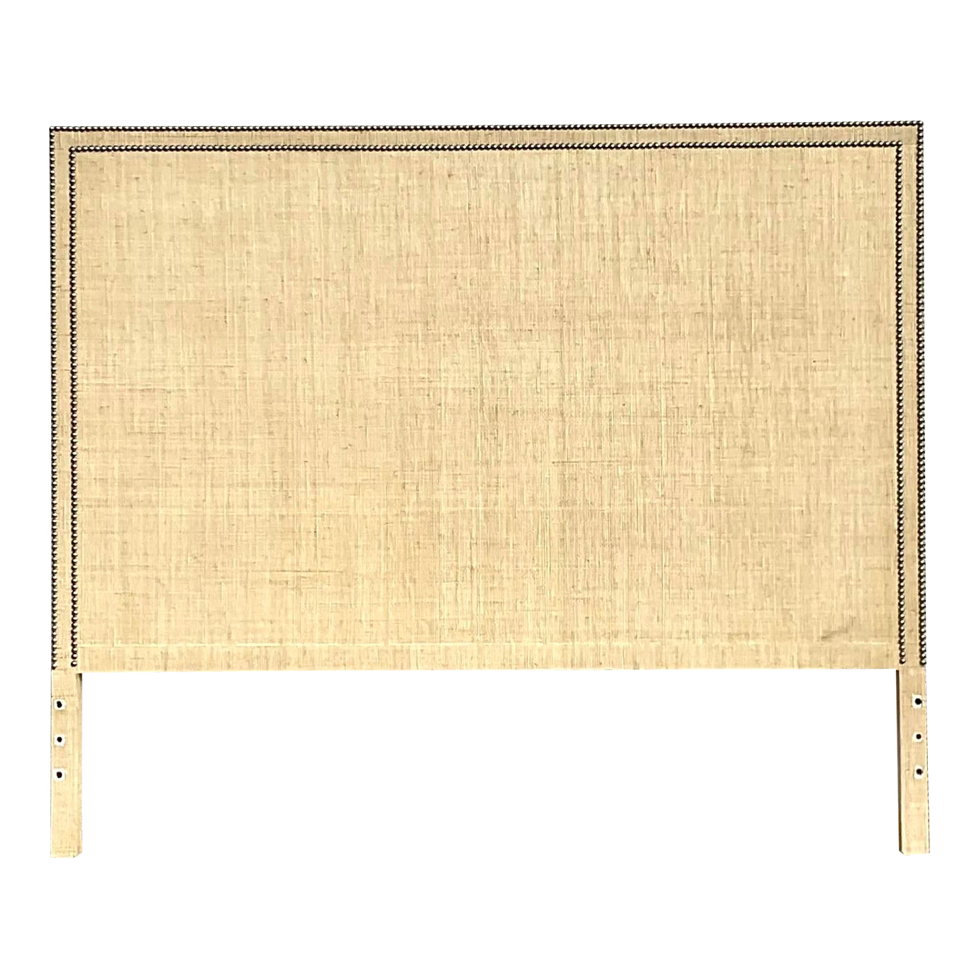 Coastal Nailhead Grasscloth Queen Headboard | Chairish