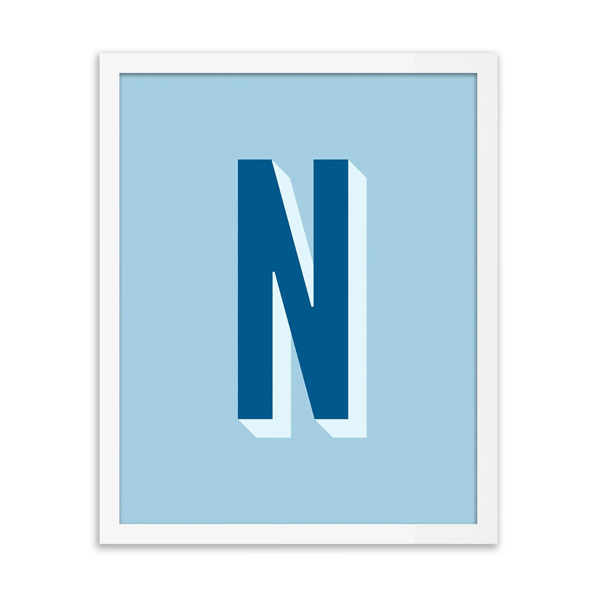 Alphabet Series in Blue, Letter N by Pencil & Paper in White Frame, XS ...