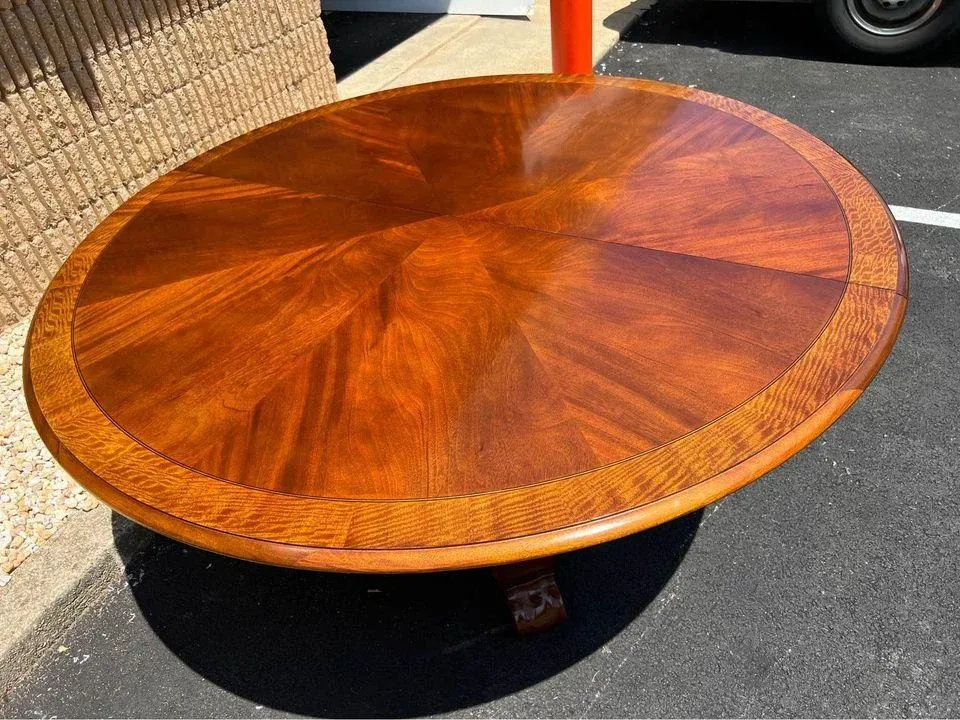 Round mahogany dining table with leaves store