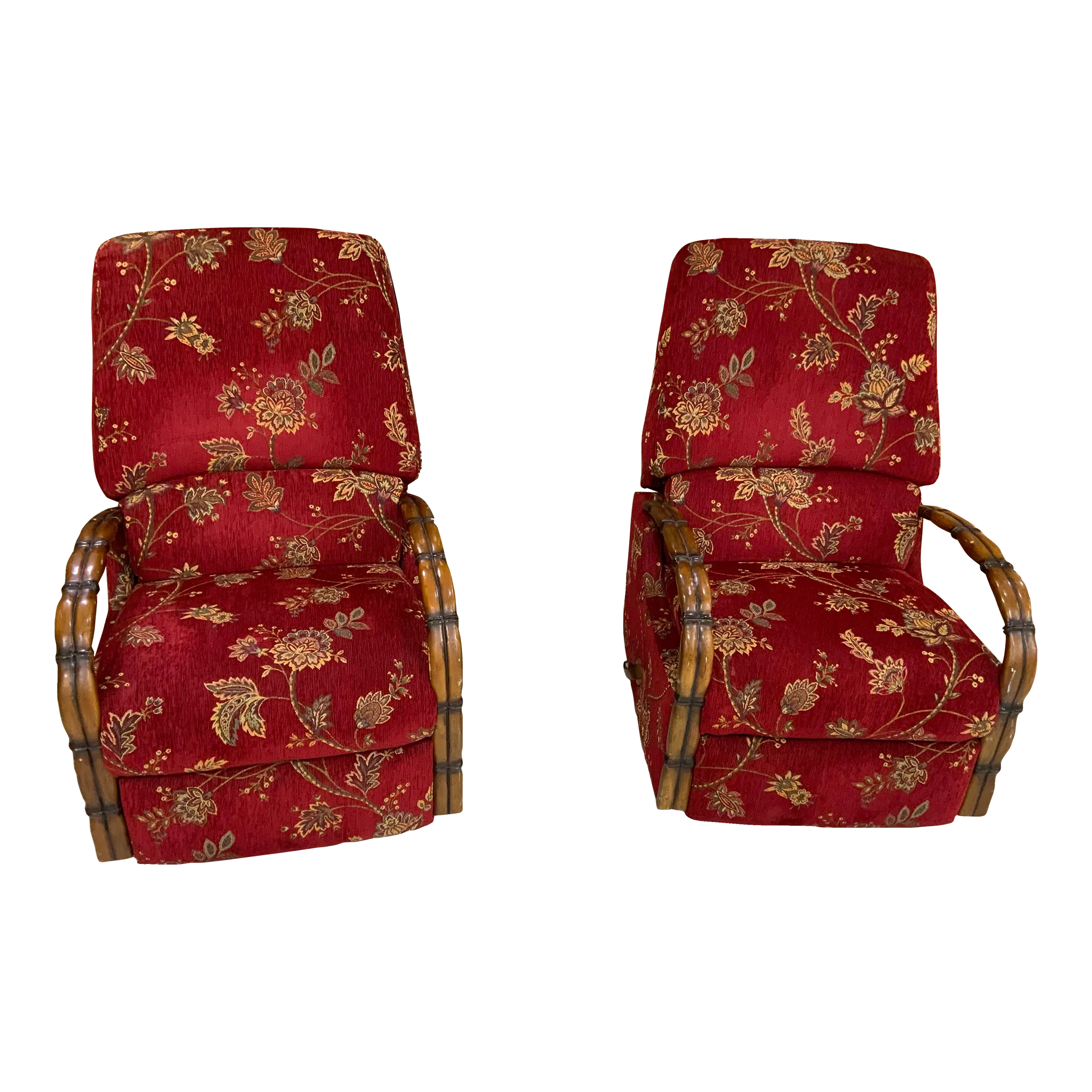 1990s Mid Century Modern Style Multicolor Recliners Chairs - Set of 2 ...