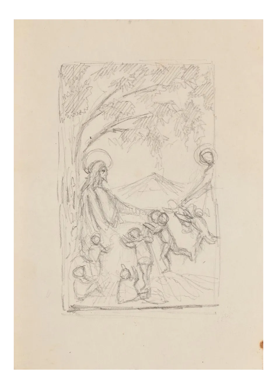 Sacred Scene - Original Pencil Drawing - 20th Century 20th Century ...