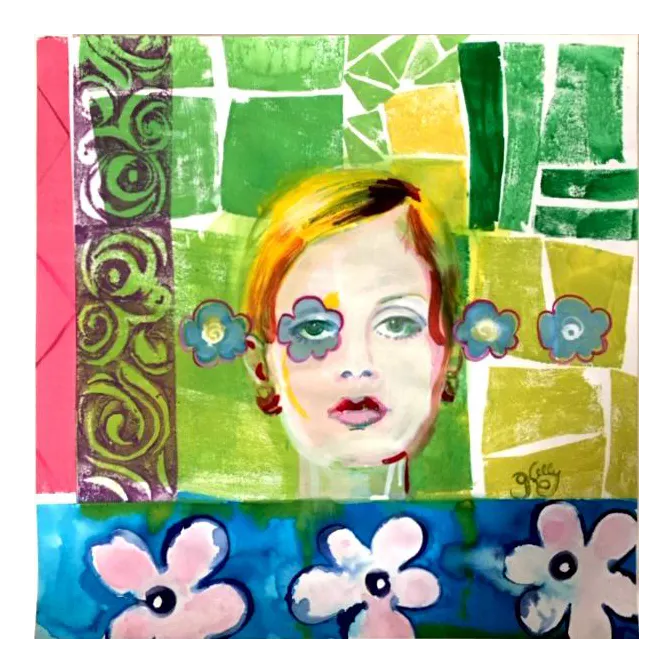 Gretchen Kelly Twiggy Multi Media Collage | Chairish