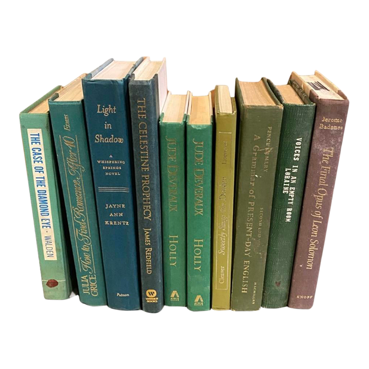 Vintage Late 20th Century Green Books - Set of 10 | Chairish