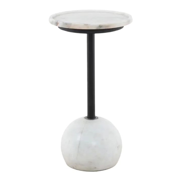 Four Hands Viola Polished White Marble Accent Table | Chairish