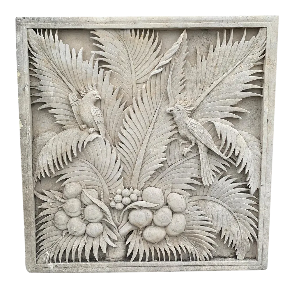 Indonesian Carved Stone Wall Relief | Chairish