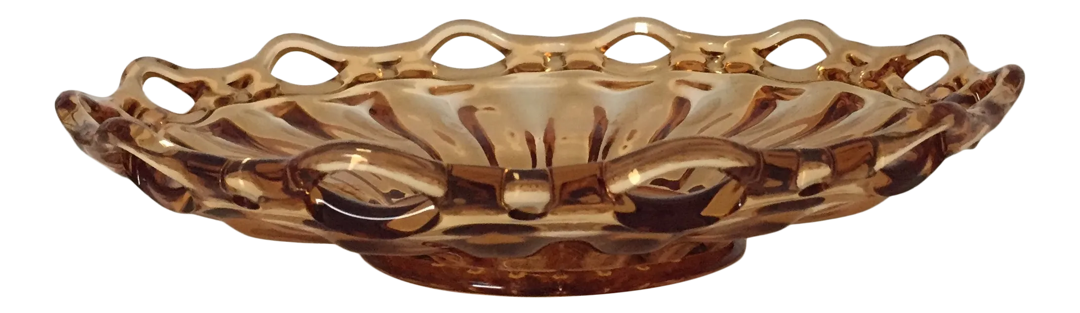 Vintage Amber Lace Edge Glass Bowl | Chairish