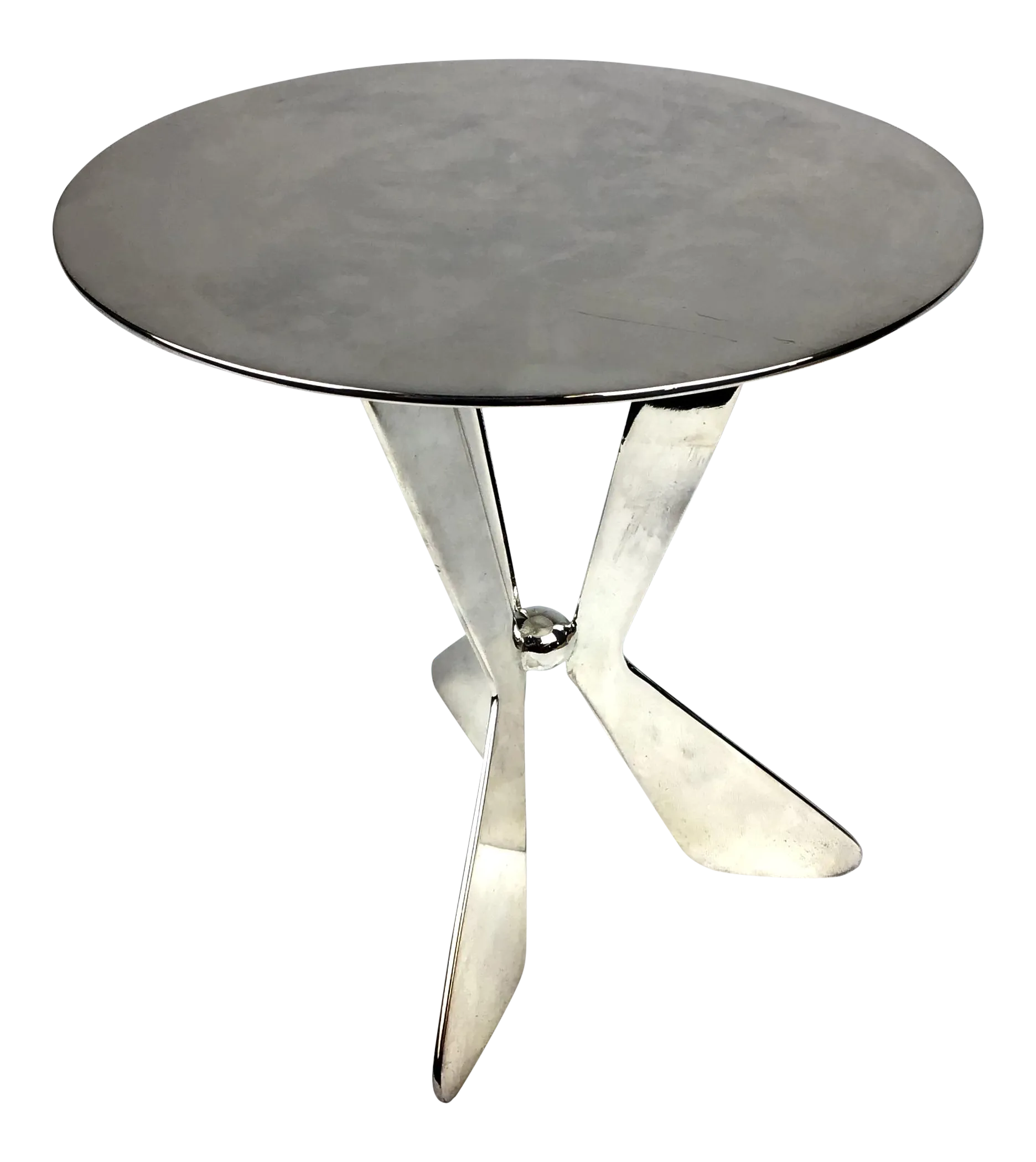 1980s Silver Plated Modern Heavy Pedestal Stand | Chairish