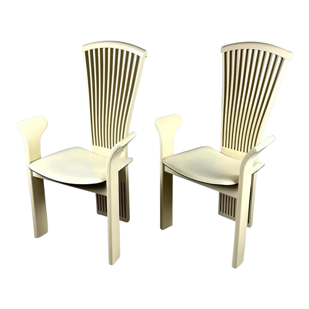 Late 20th Century Pietro Constantini Cream Lacquered Dining Chairs - a ...