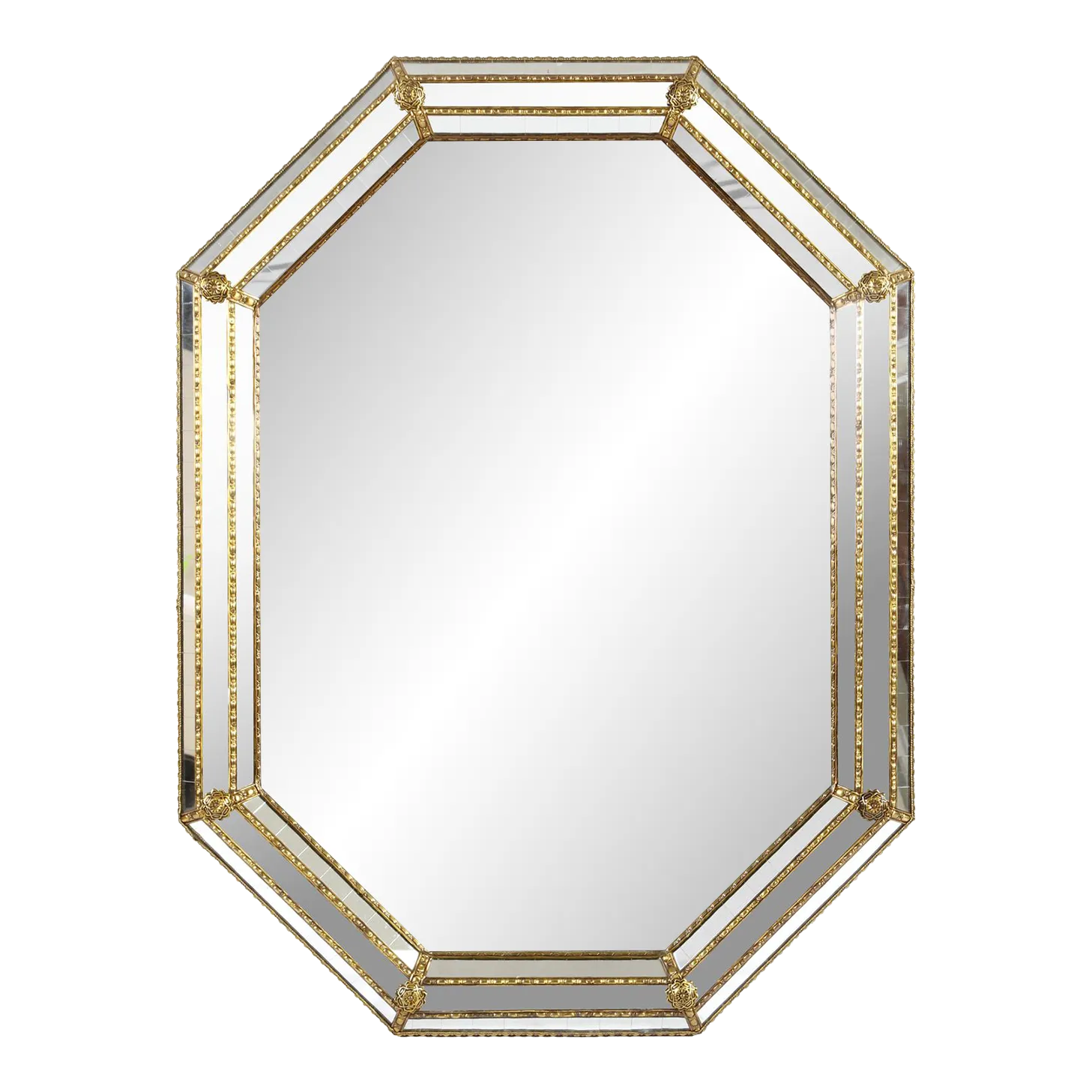 Octagonal Gilt Triple Frame Beveled Mirror | Chairish