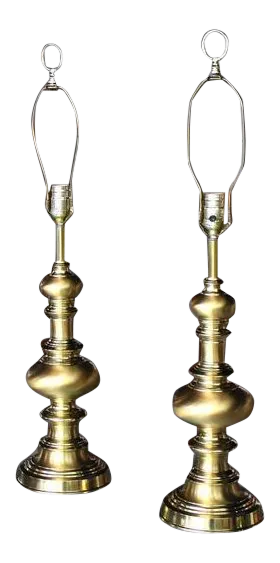 Vintage Mid Century Solid Brass Finial Shape Table Lamps- a Pair | Chairish