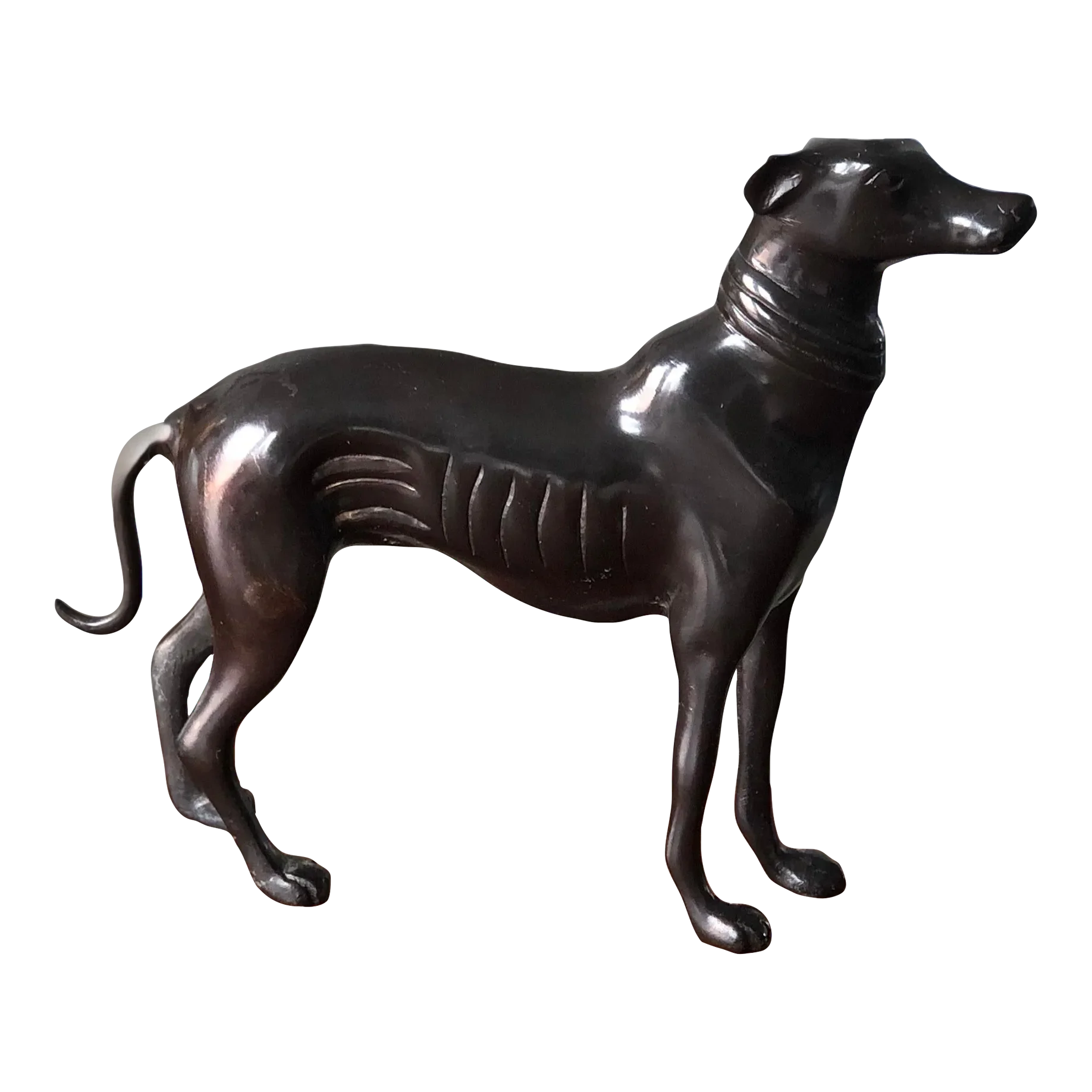 Vintage Art Deco Bronze Standing Greyhound | Chairish