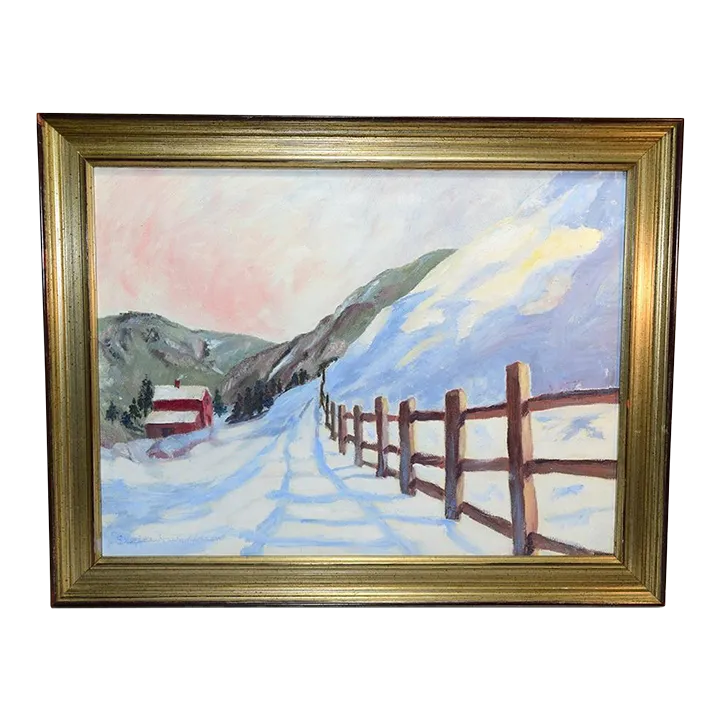 Original Vintage Impressionistic Painting of a Mountain Home Pastoral ...