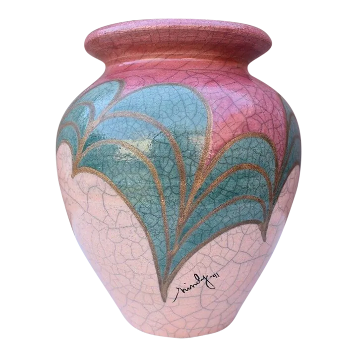 1980s Mindy Brunn Raku Studio Southwestern Turquoise Pottery Vase ...