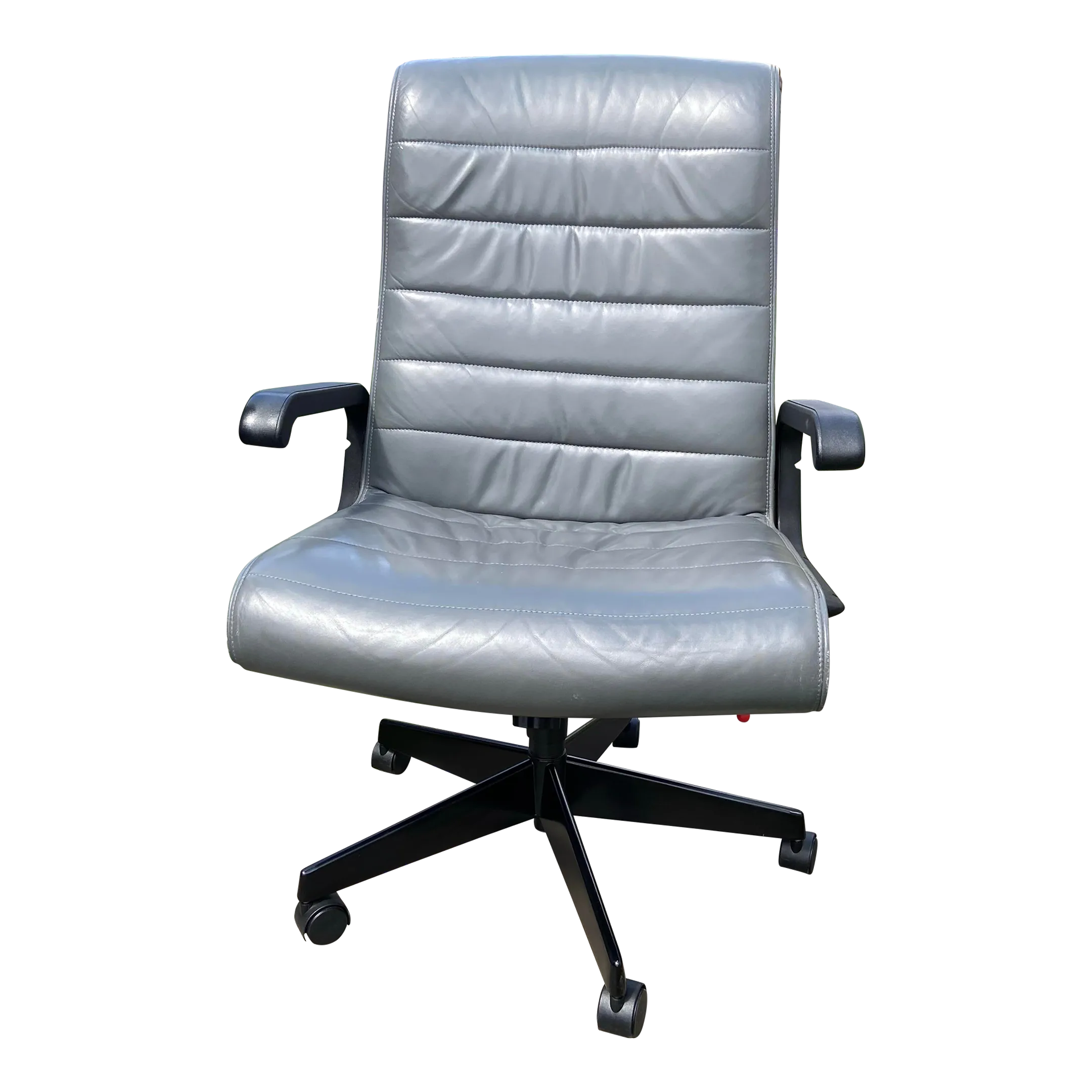 Vintage Richard Sapper Knoll Management Grey Leather Office Chairs