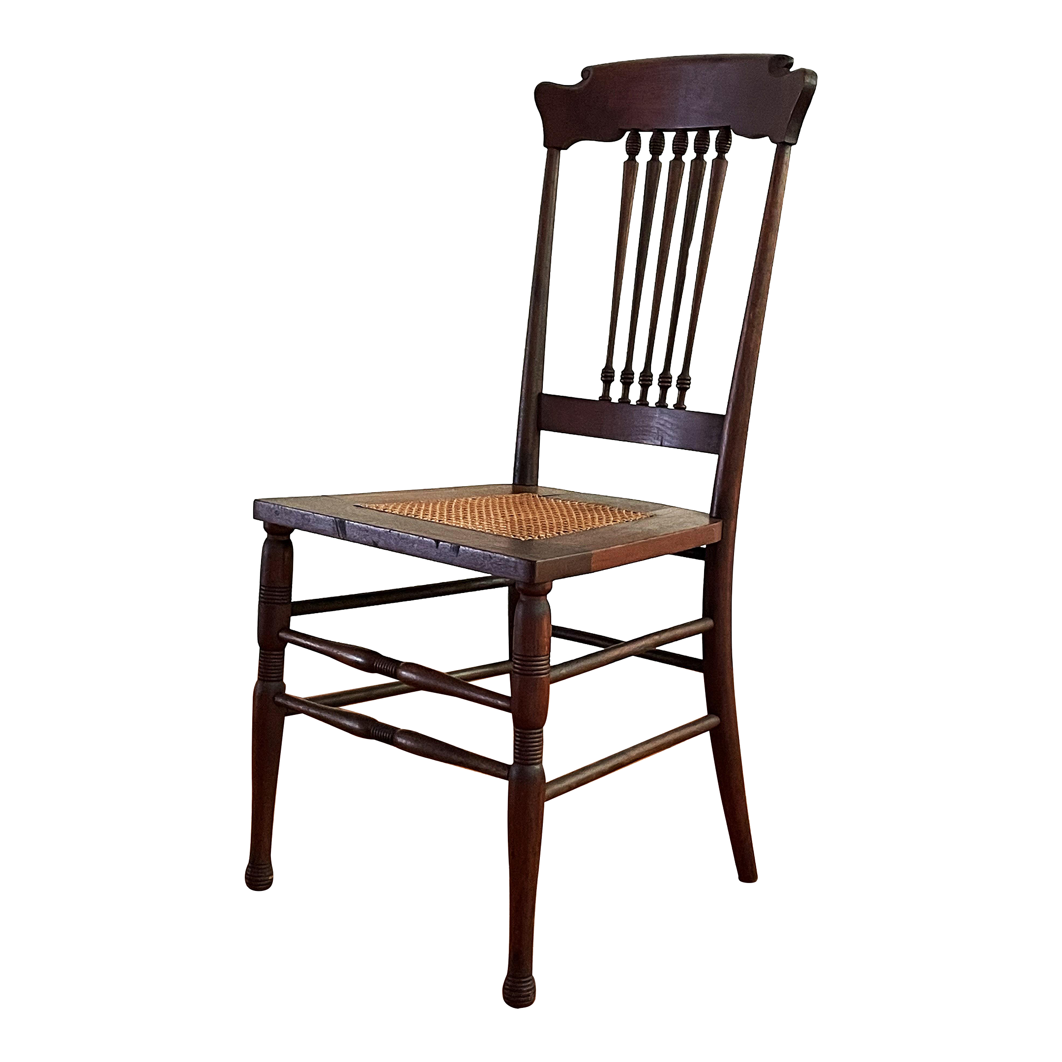 1930s Spindle Back Cane Seat Chair | Chairish