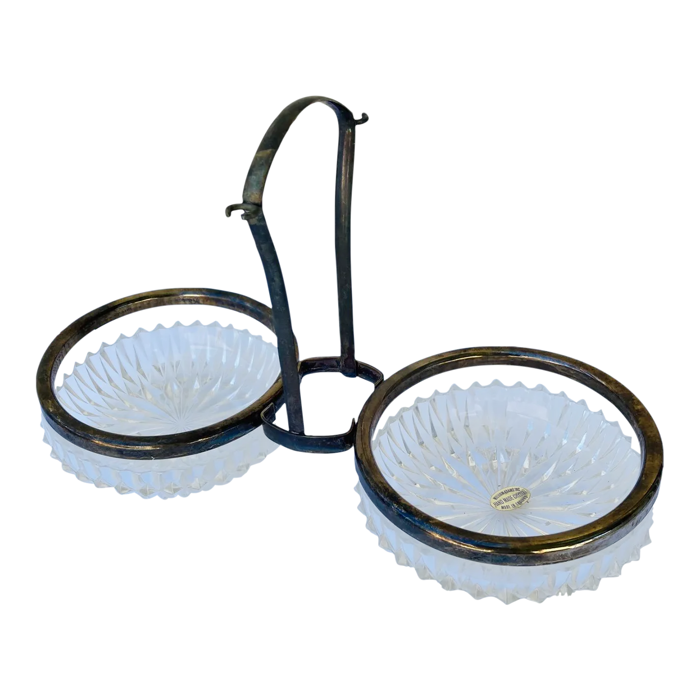 1950s Pair of William Adams Crystal Glass Bowls With Stand | Chairish
