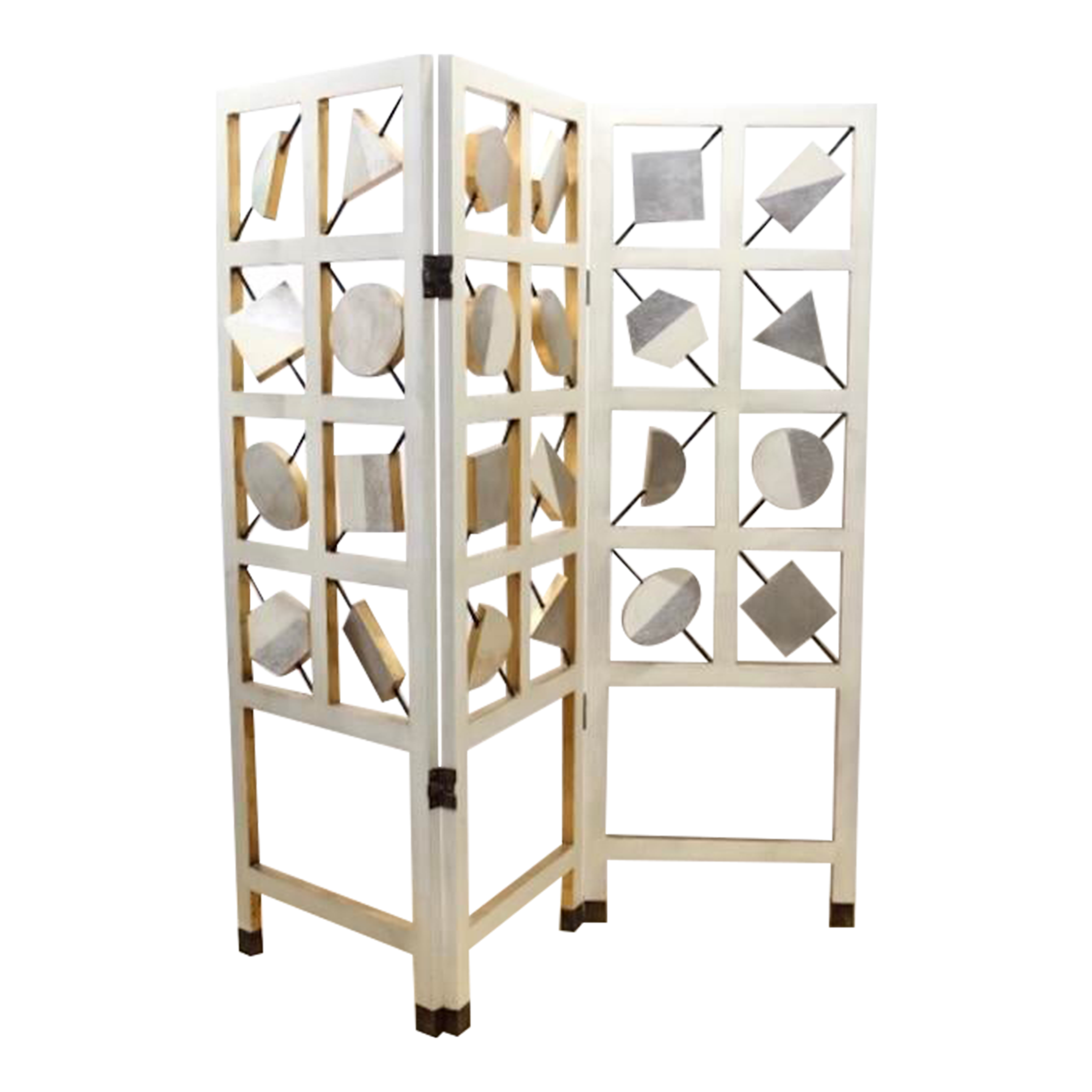 Large 1970s Three-Panel Geometric Room Divider | Chairish