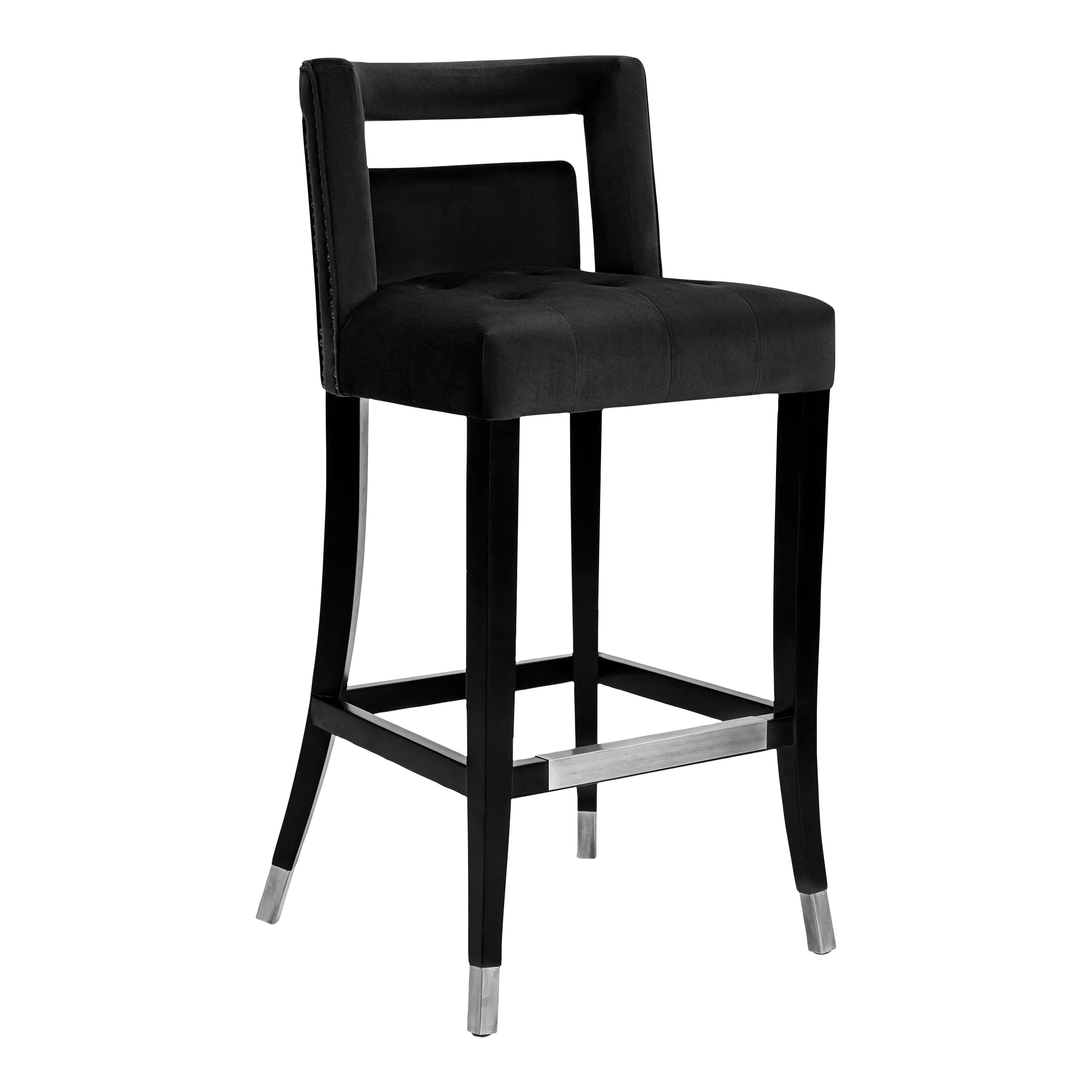 Hart Black Velvet Counter Stool | Chairish