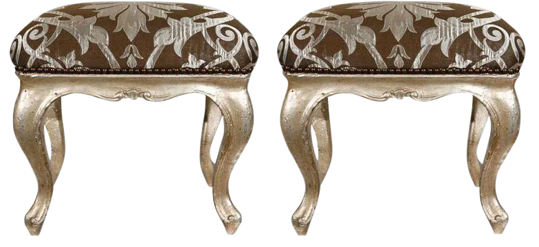 18th C. Italian Silver-Leafed Stools - a Pair | Chairish