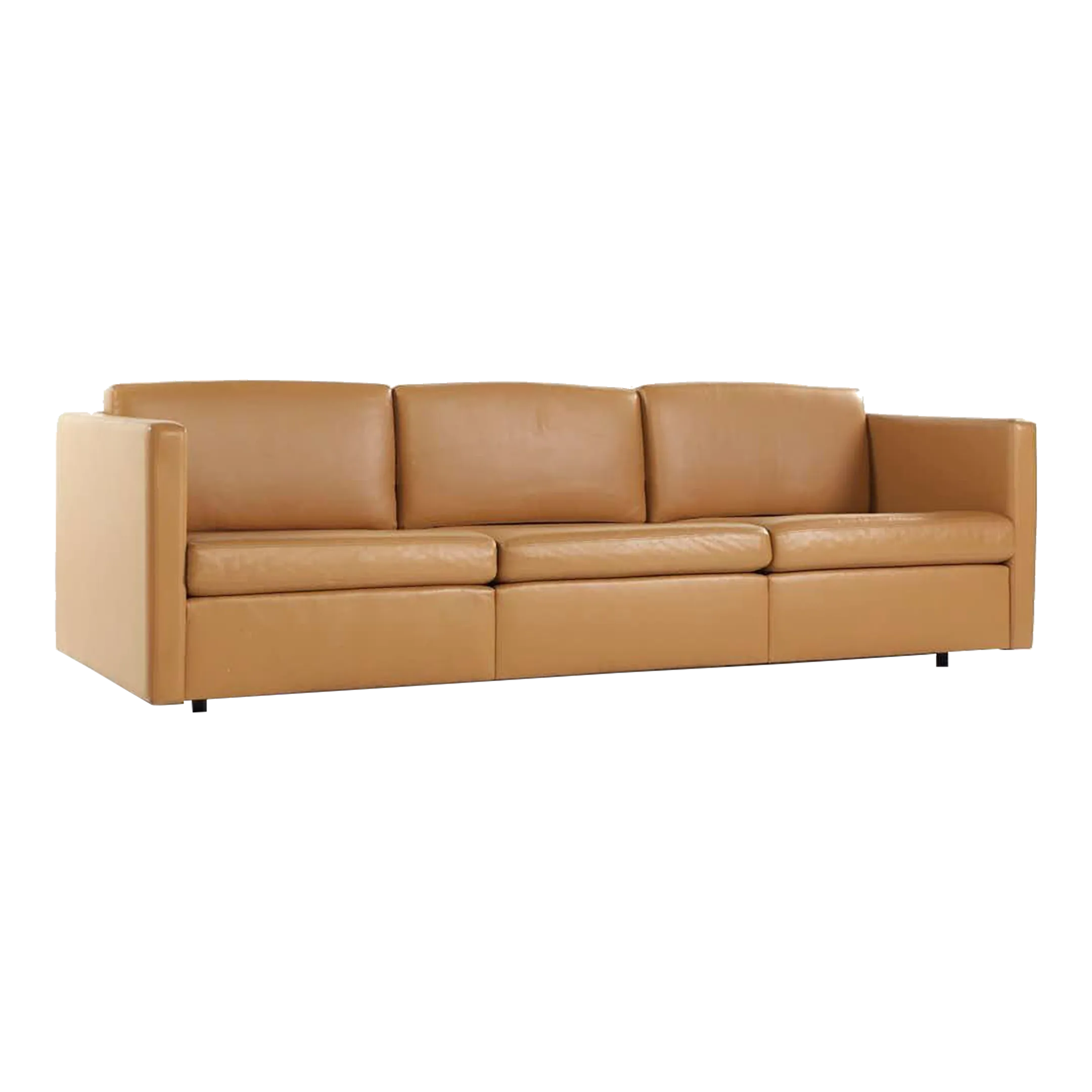 Charles Pfister for Knoll Mid Century Leather Sofa | Chairish