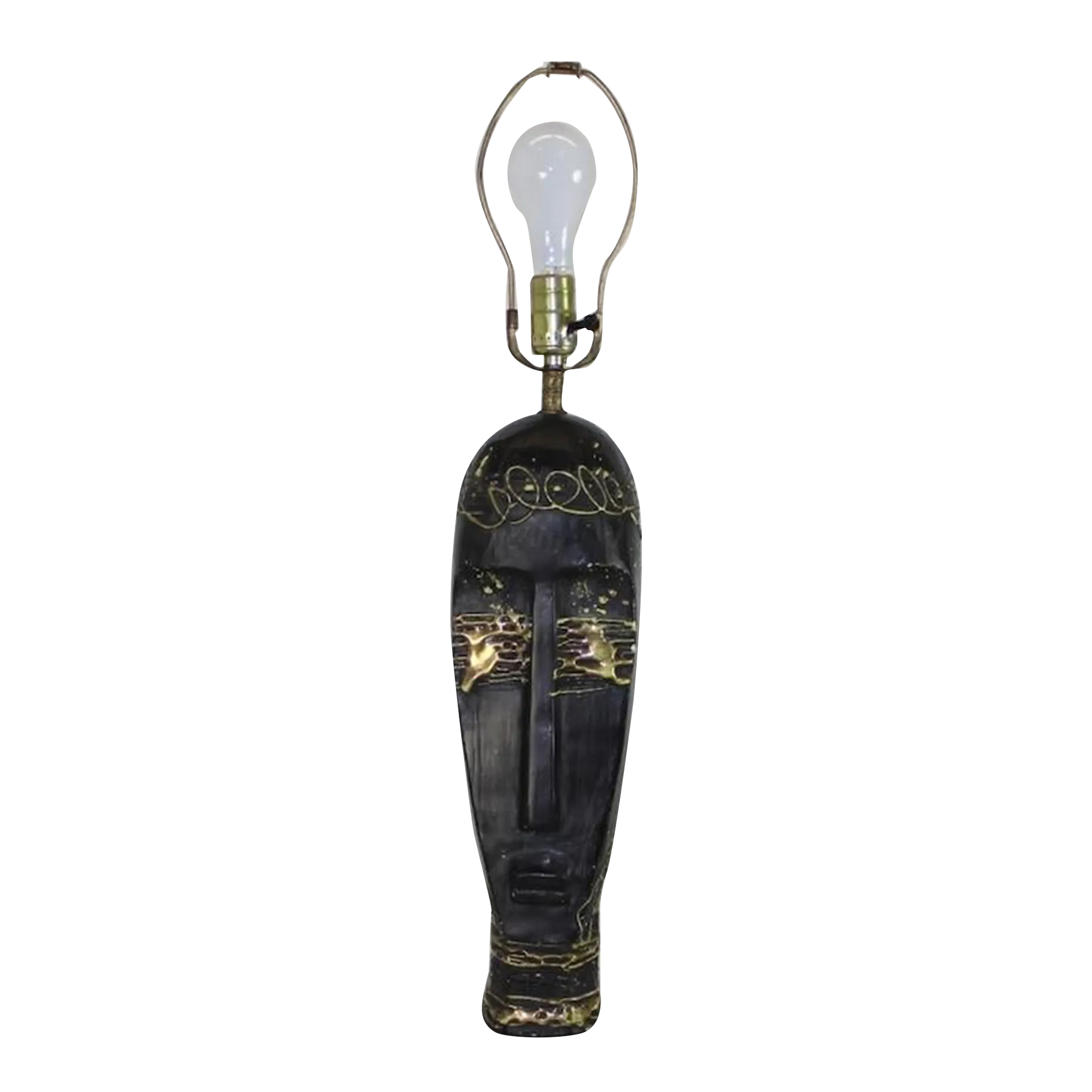 1950s Tribal Head Bust Table Lamp | Chairish