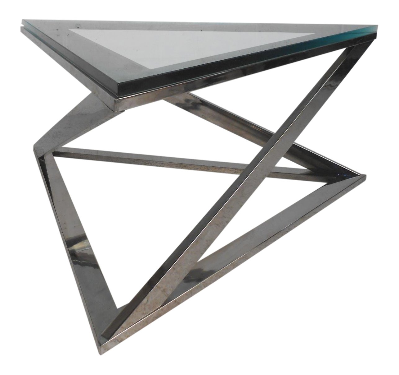 Mid-Century Modern Style Triangular Chrome Coffee Table | Chairish
