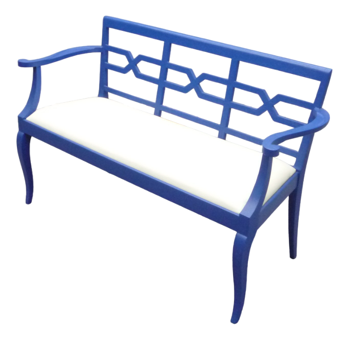 Antique Blue Bench in Leather, 1920s | Chairish