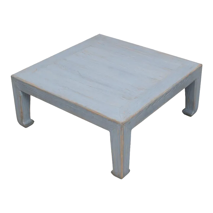 Blue Pine Wood Coffee Table | Chairish