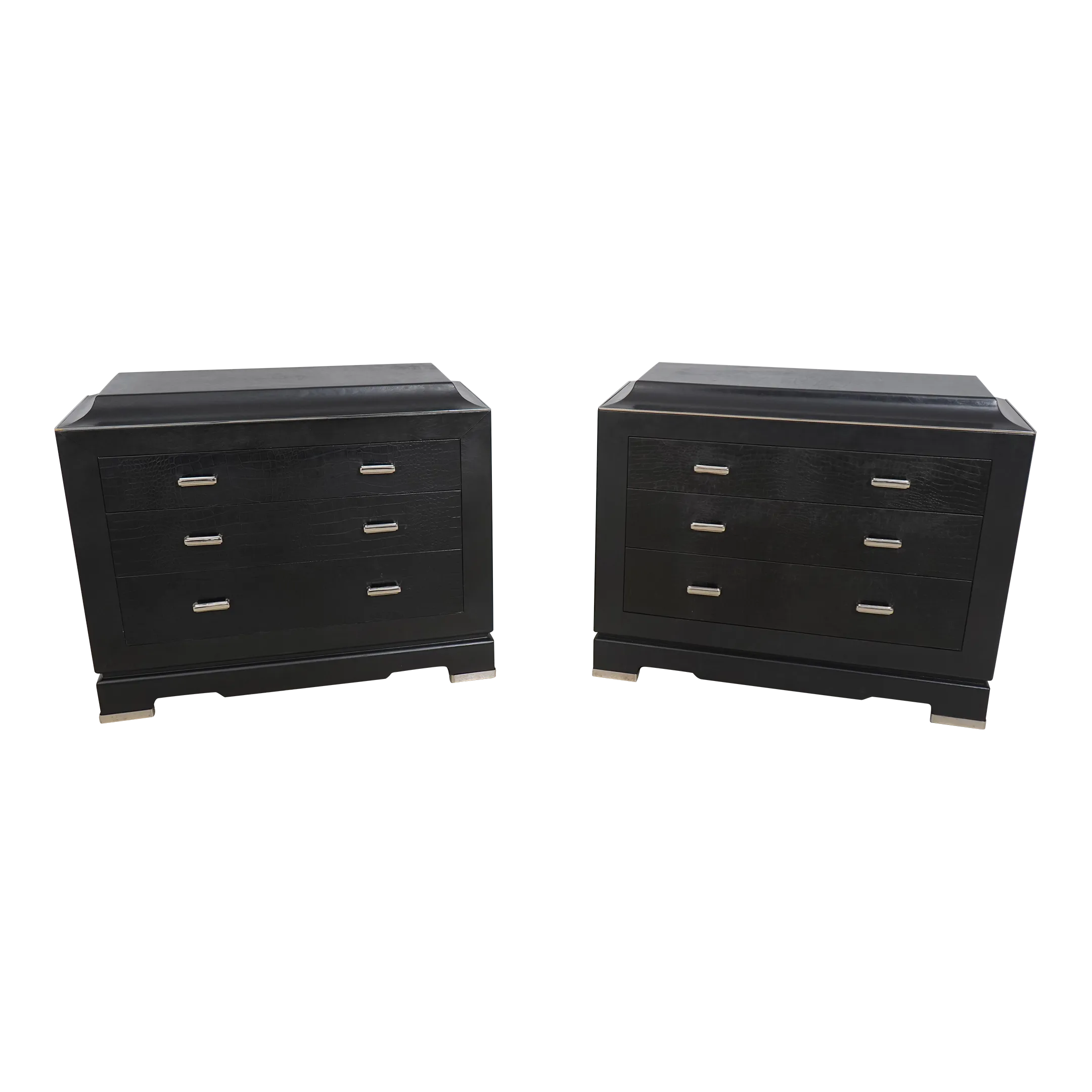 Pair Maitland Smith Modern Design Leather Wrapped Chests | Chairish