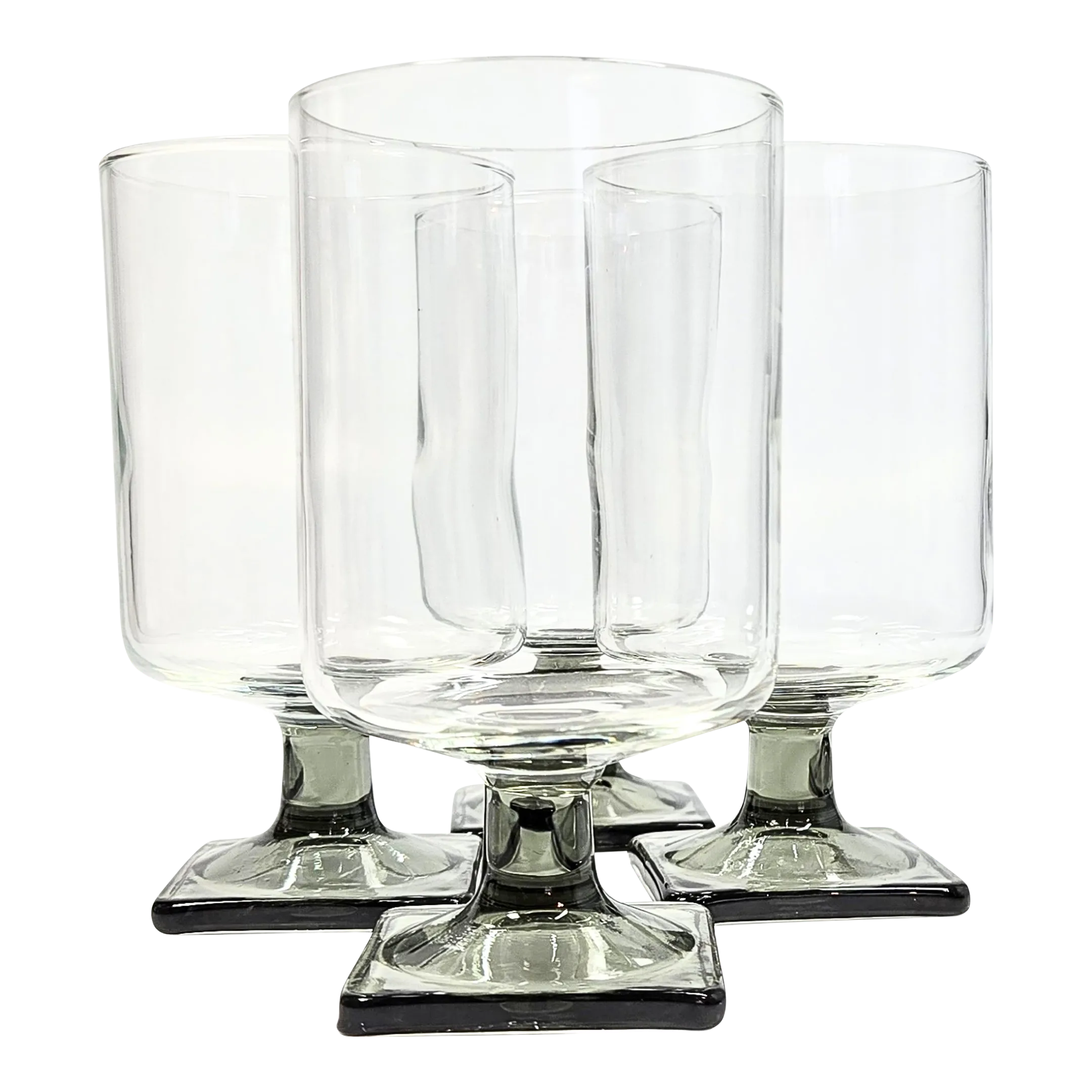 Grey Square Footed Goblets- Set of Four | Chairish