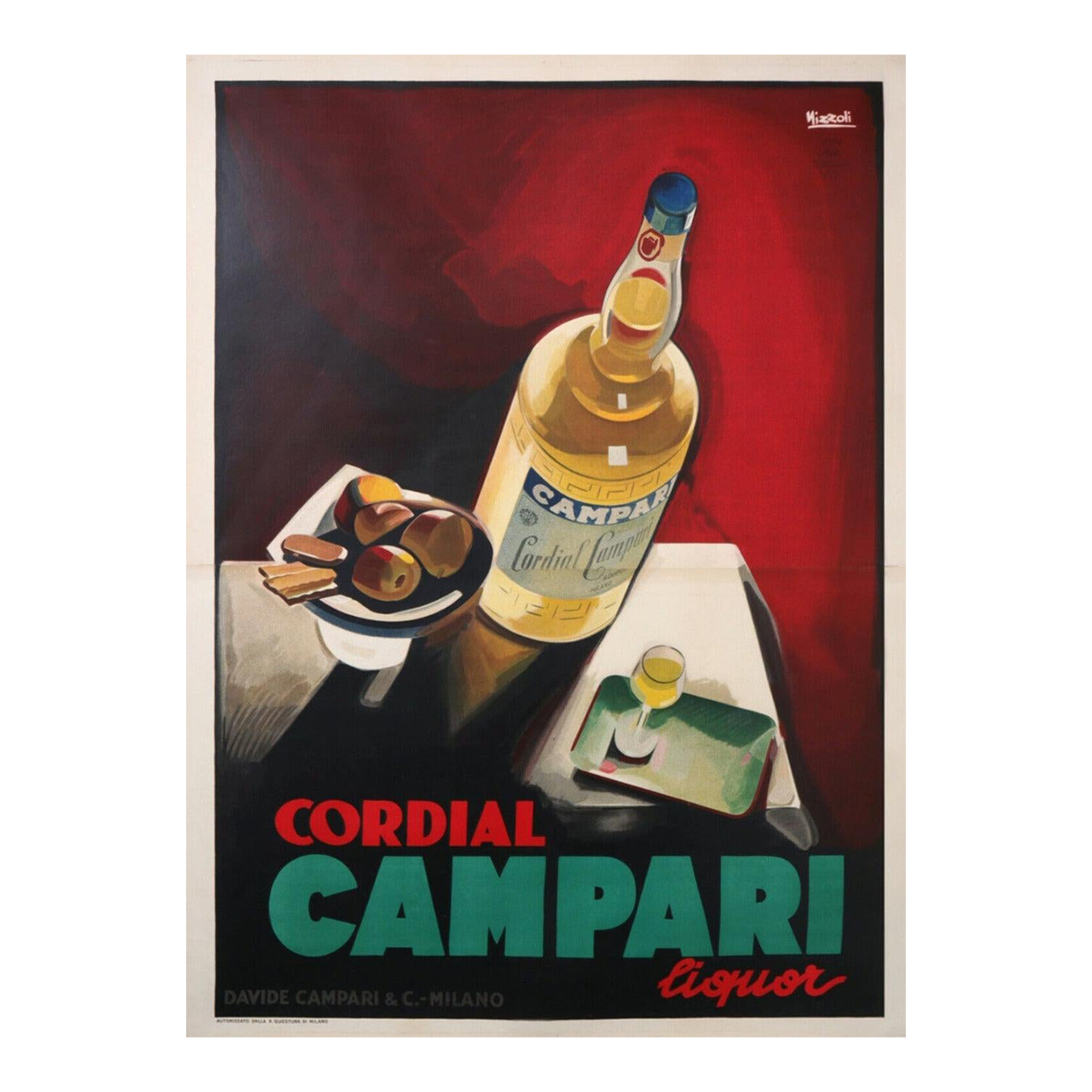 1925 Campari - Cordial Liquor Poster | Chairish