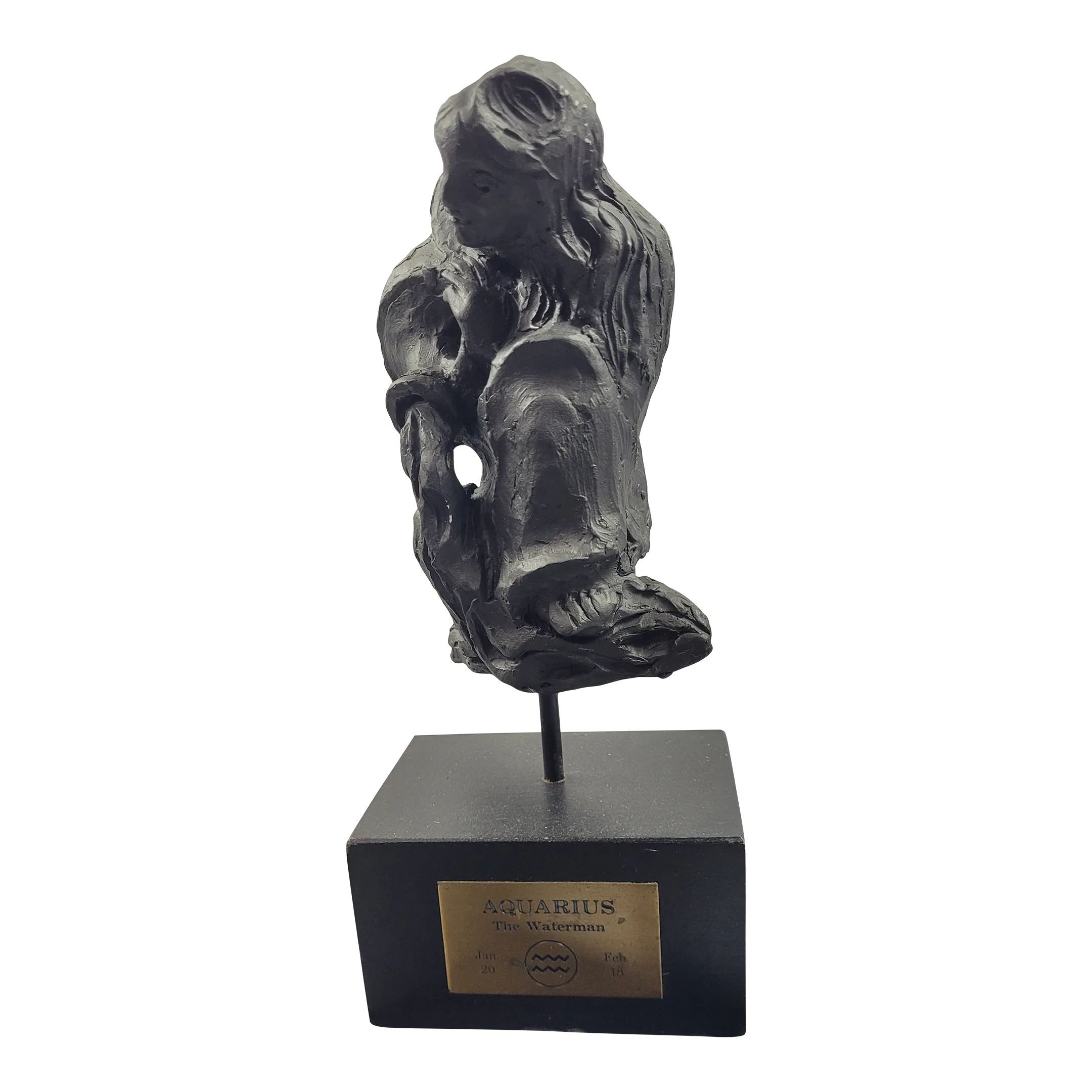 1960s Aquarius the Waterman Sculpture Black Signed Statue Austin ...