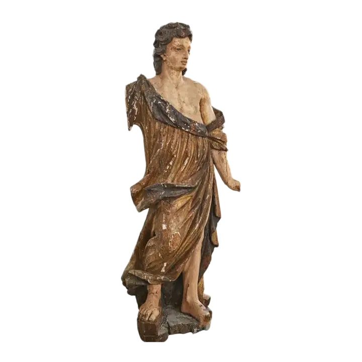 18th Century Italian Baroque Carved Santos Icon Sculpture | Chairish