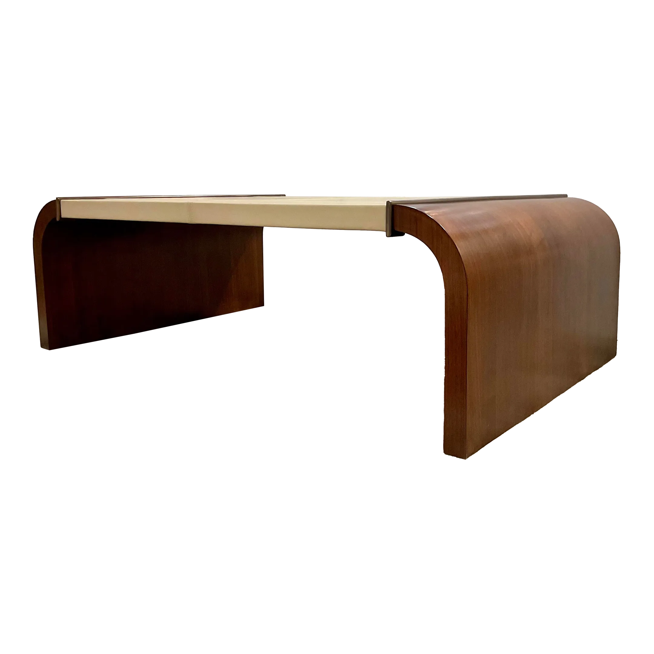 Drexel Heritage Modern Cream Leather Top Elements Cocktail Table | Chairish