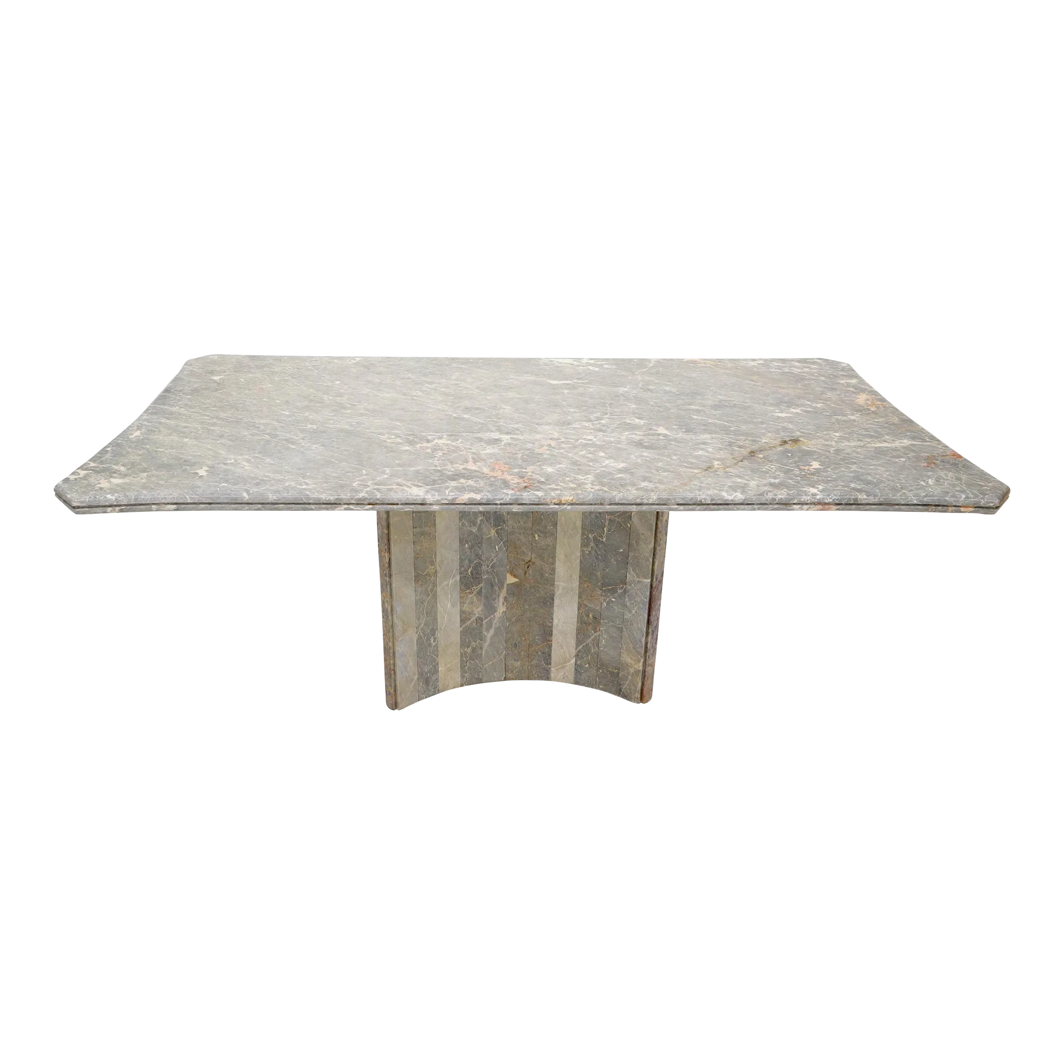 Rectangle Concave Shape Large Marble-Top Single Pedestal Dining ...