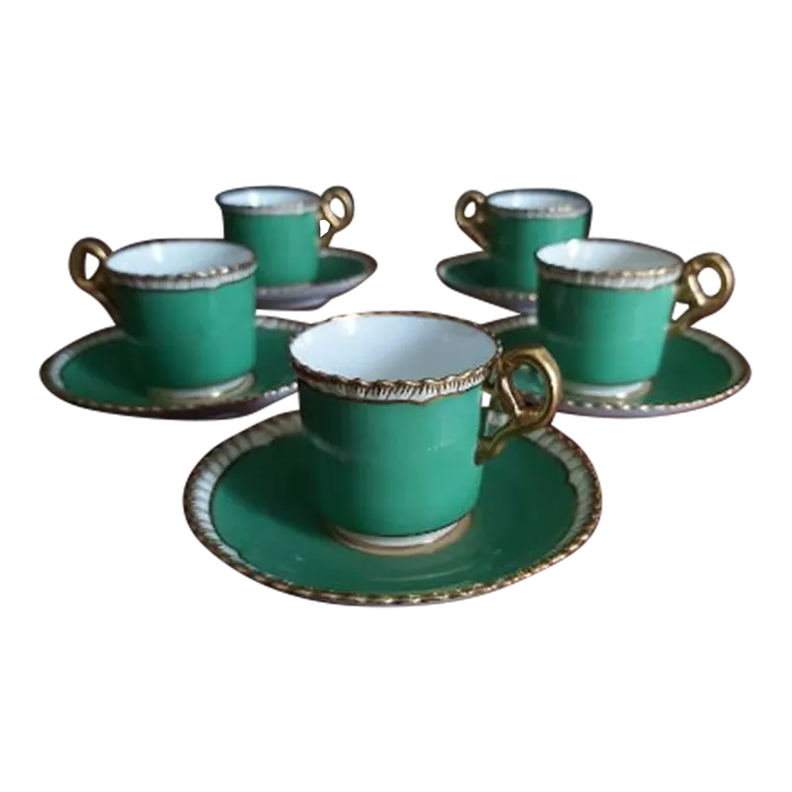 Antique Copeland Spode Green Demitasse Cups Set- 10 Pieces | Chairish