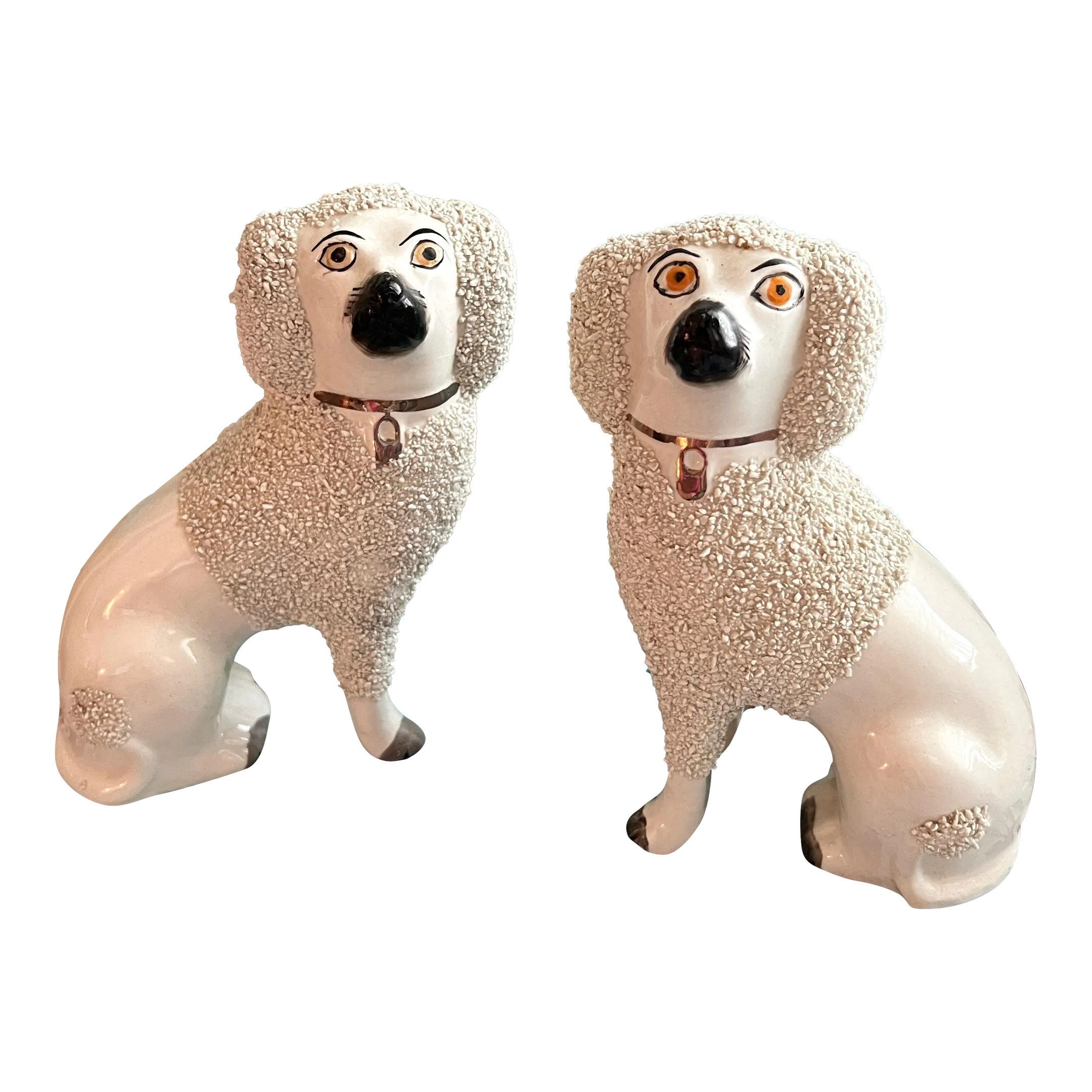 20th Century Staffordshire Confetti Dog Figurines - a Pair | Chairish