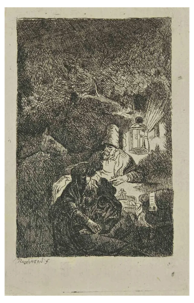Charles Amand Durand after Rembrandt, The Rest on the Flight into Egypt, Engraving, 19th Century ...