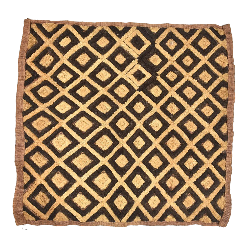 20th Century Square Kuba Raffia Textile | Chairish