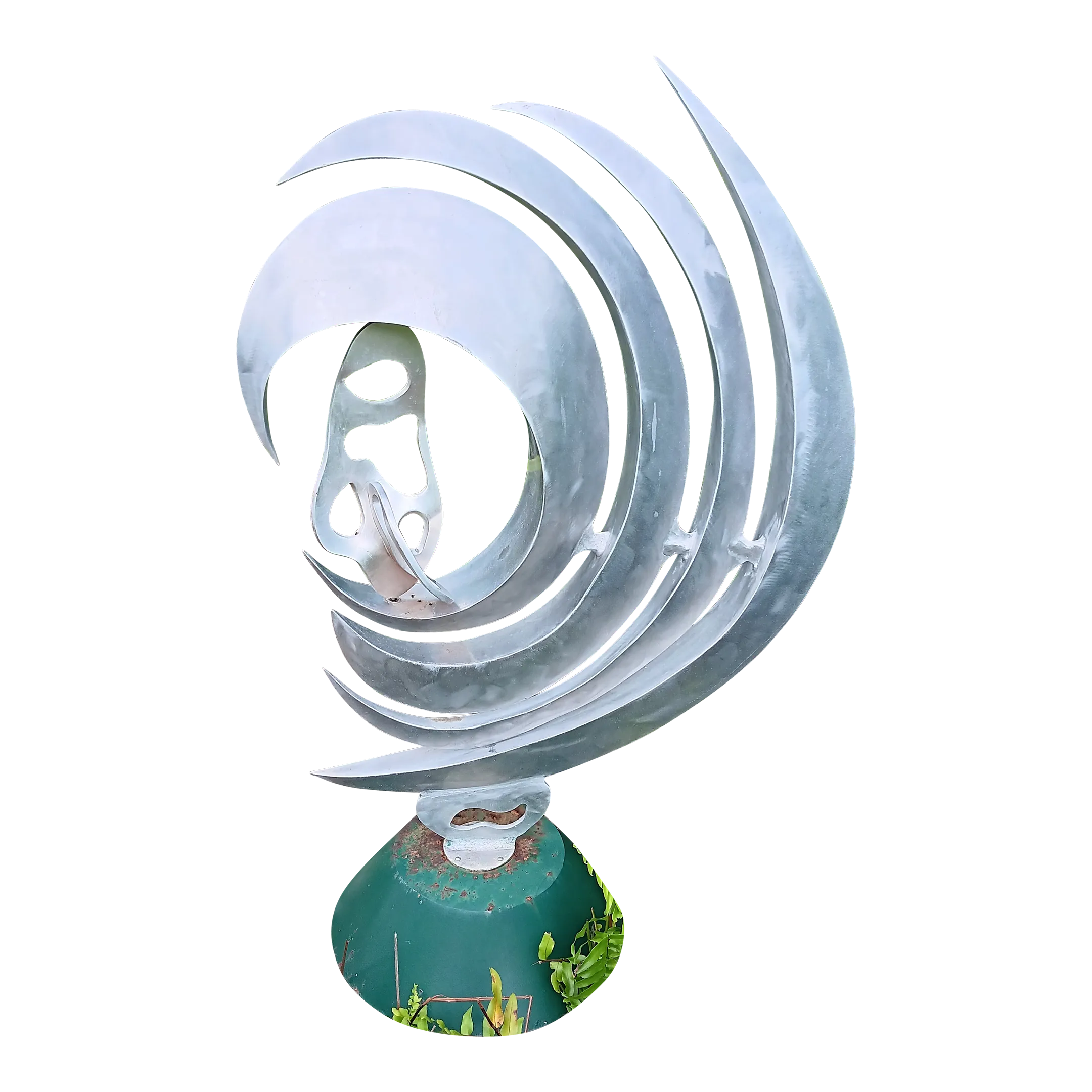 Custom "Half Moon" Aluminum Soldered Sculpture, Signed Kpt 1999 | Chairish