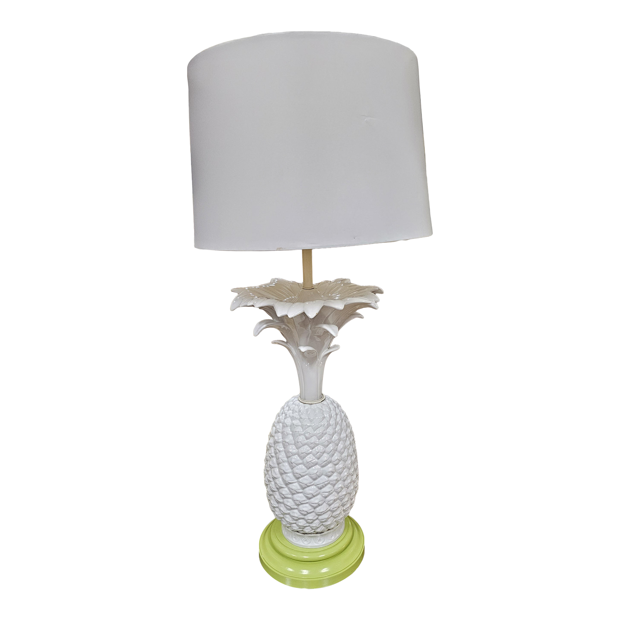 Mid Century Modern Ceramic Tall Pineapple Lamp With Shade | Chairish