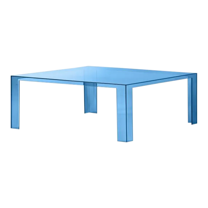 Blue Acrylic Square Coffee Table | Chairish