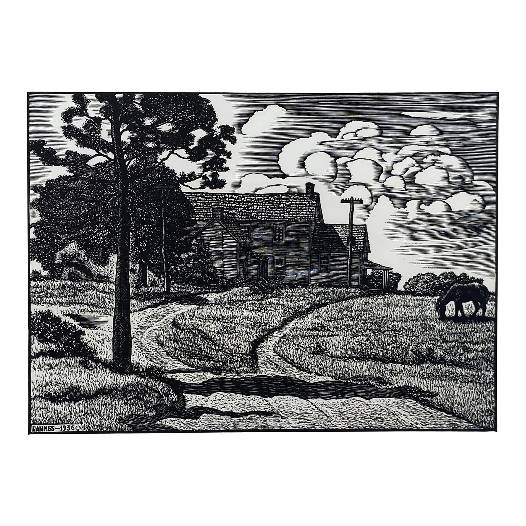 1937 Julius John Lankes Sunday Afternoon Wood Engraving | Chairish