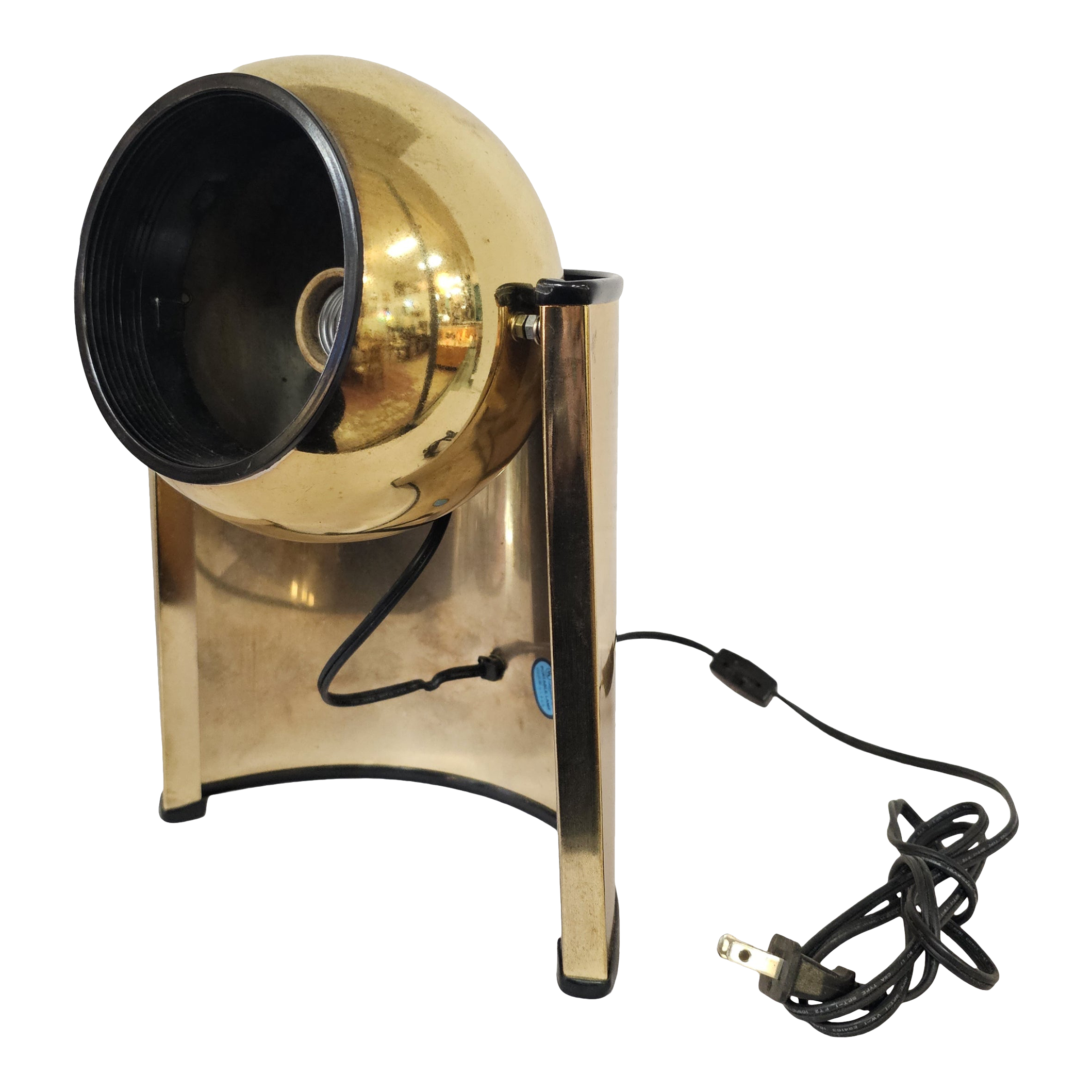 80’s Brass Finish Metal Eyeball Swivel Desk Lamp | Chairish