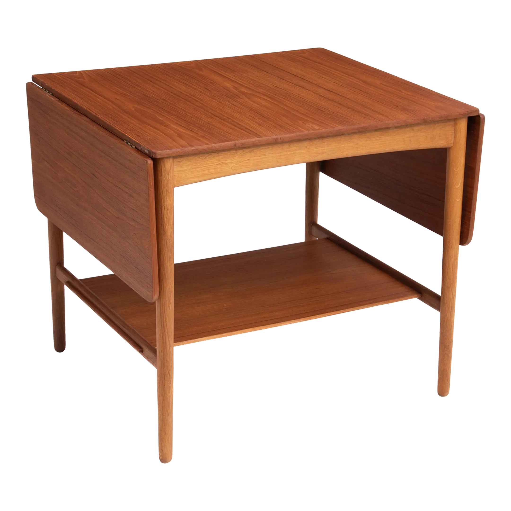 Hans Wagner Andreas Tuck Denmark Teak Oak Drop Leaf Side Table Server